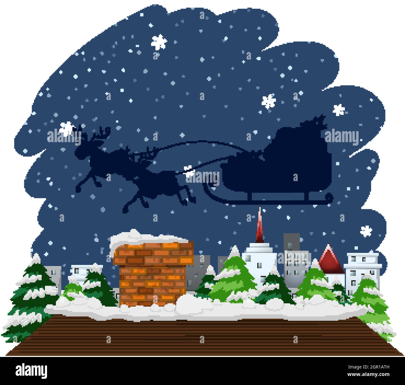 Santa and sleigh flying over house Cut Out Stock Images & Pictures - Alamy