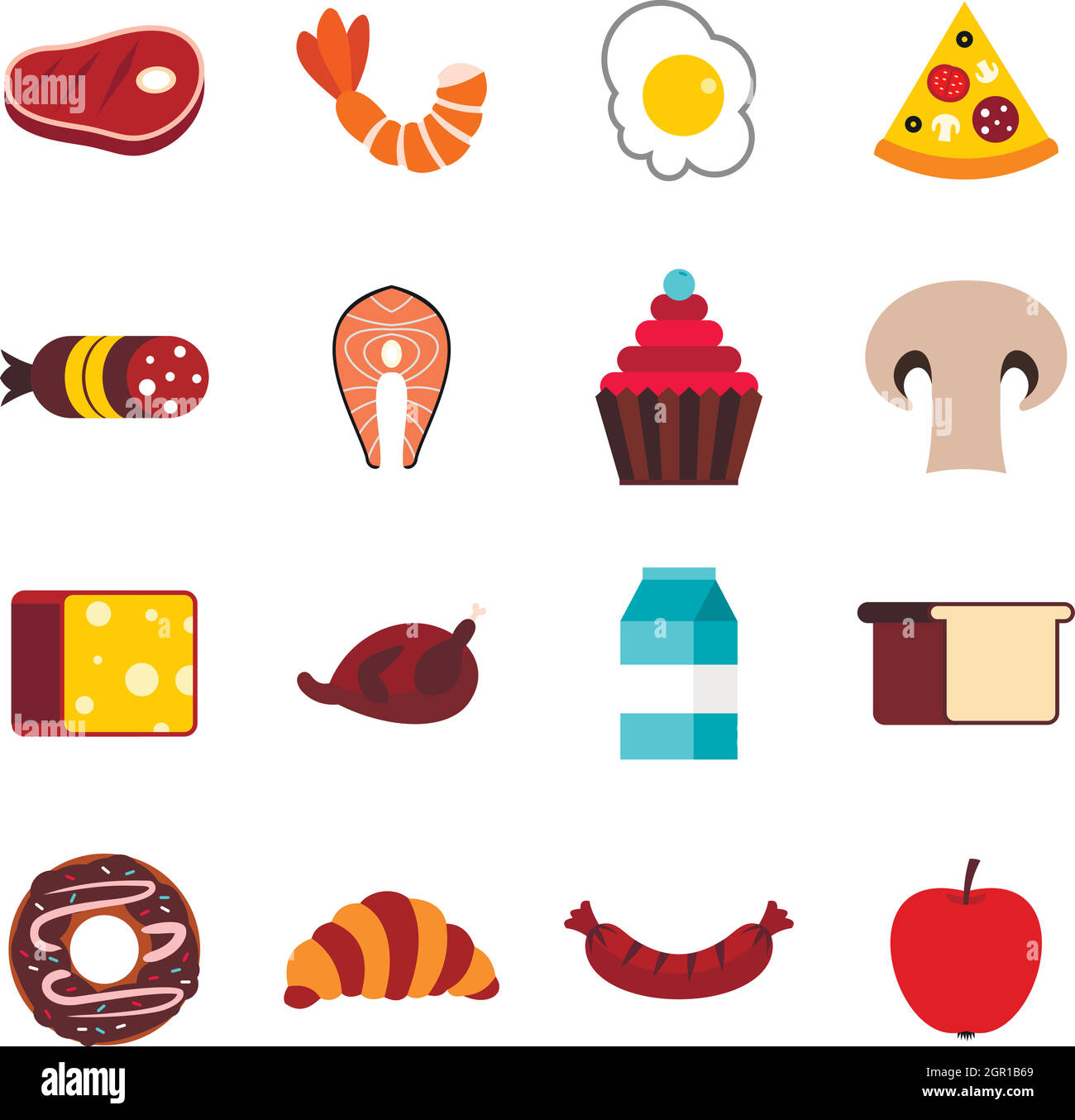 Food icons set, flat style Stock Vector Image & Art - Alamy