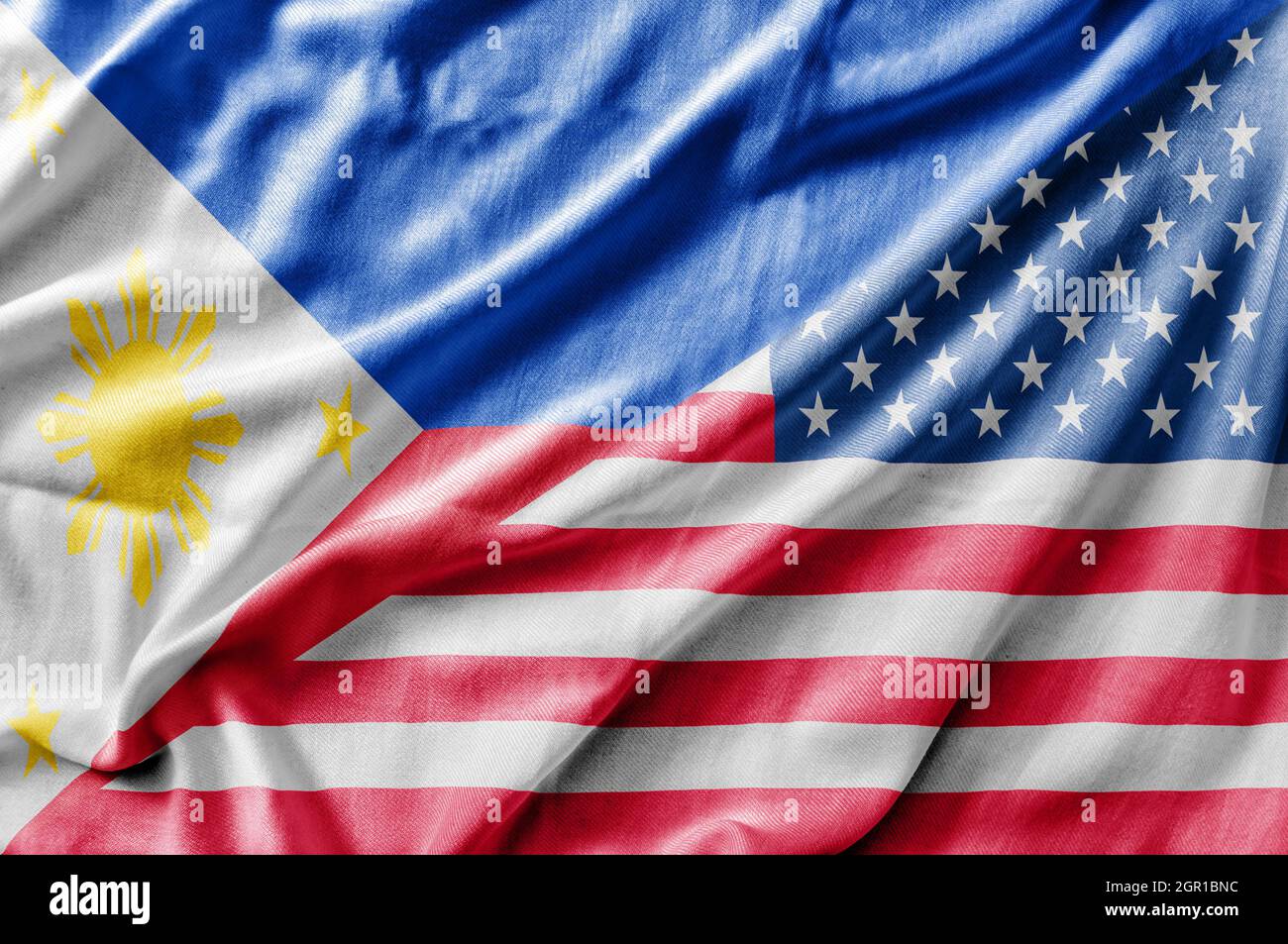 Mixed USA and Philippines flag, three dimensional render Stock Photo ...