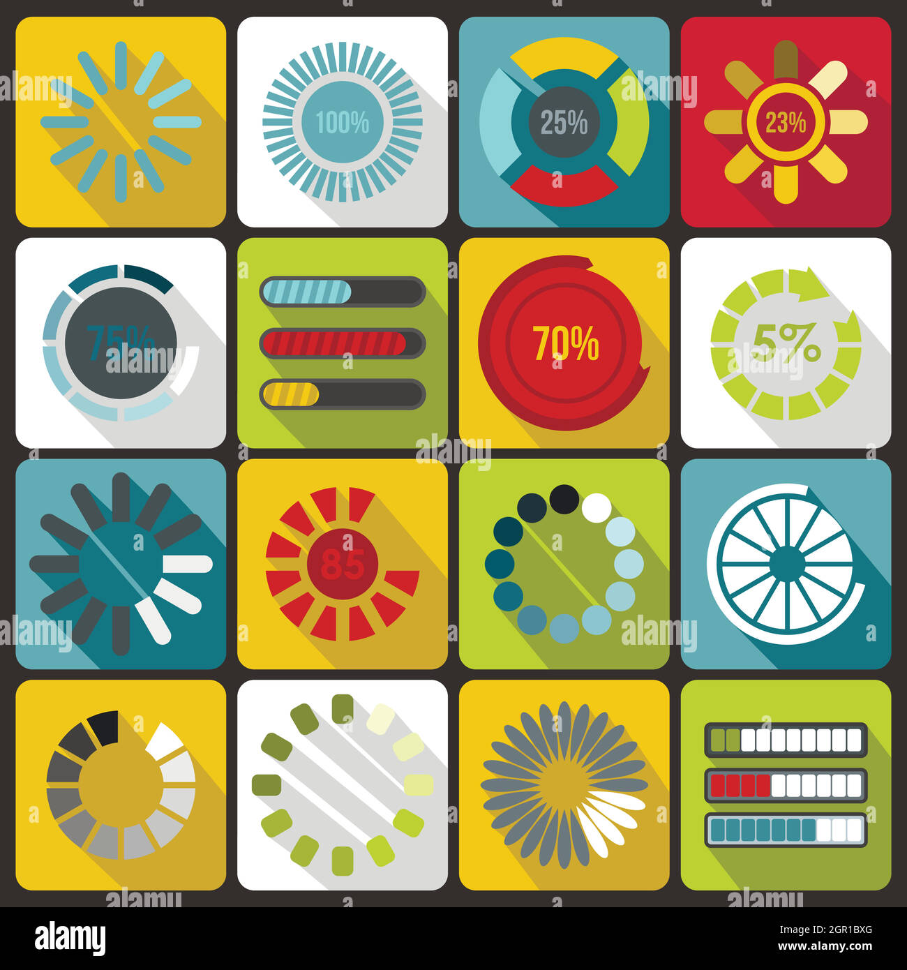 Loading bars and preloaders icons set, flat style Stock Vector Image ...
