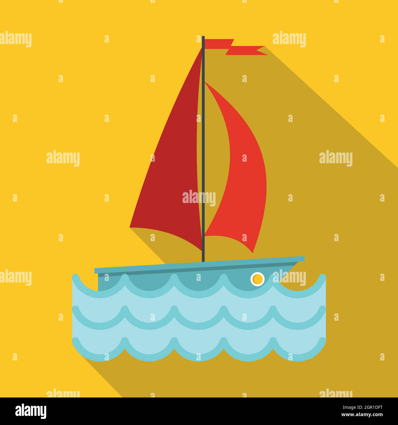 Yacht with red sails icon, flat style Stock Vector Image & Art - Alamy