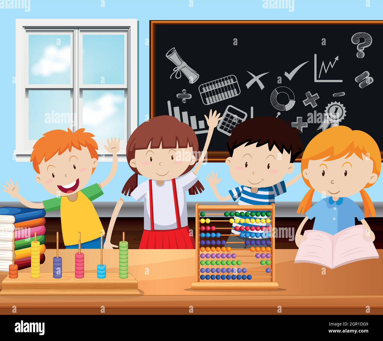 Four students in classroom Stock Vector Image & Art - Alamy