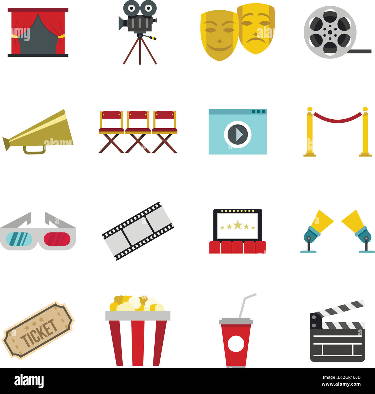 Cinema icons set, flat style Stock Vector Image & Art - Alamy