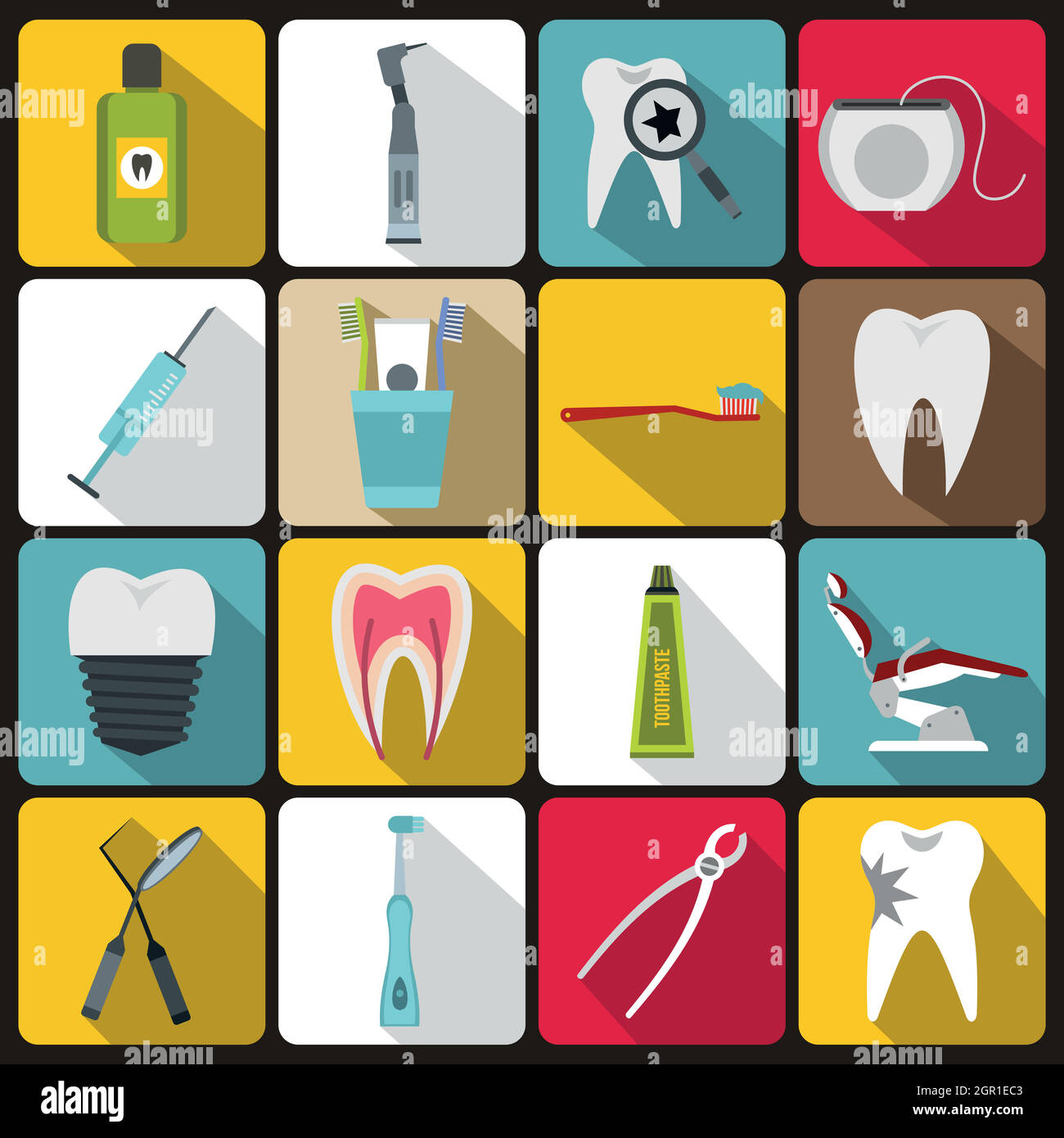 Dental care icons set, flat style Stock Vector Image & Art - Alamy