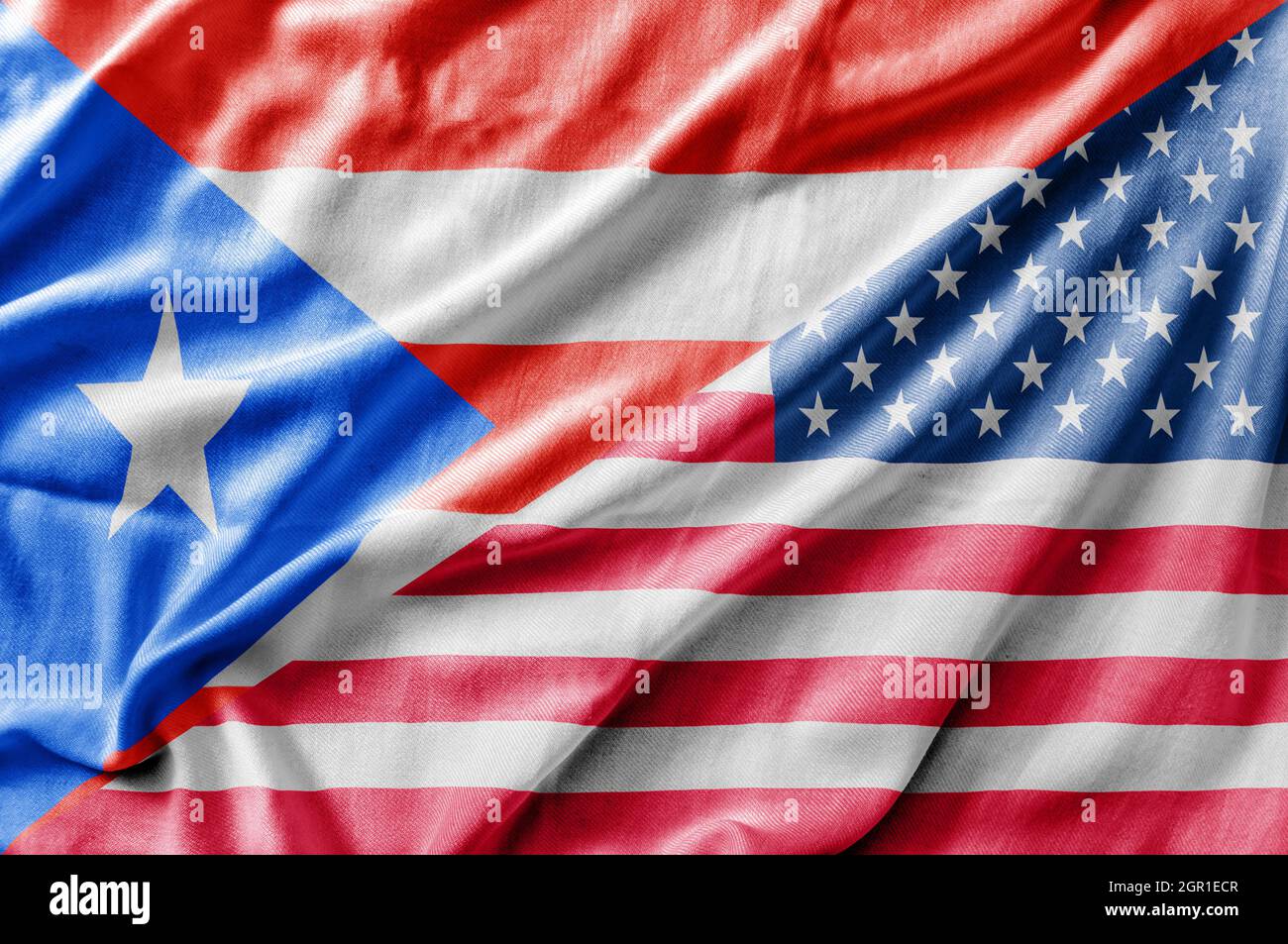 Mixed USA and Puerto Rico flag, three dimensional render Stock Photo ...
