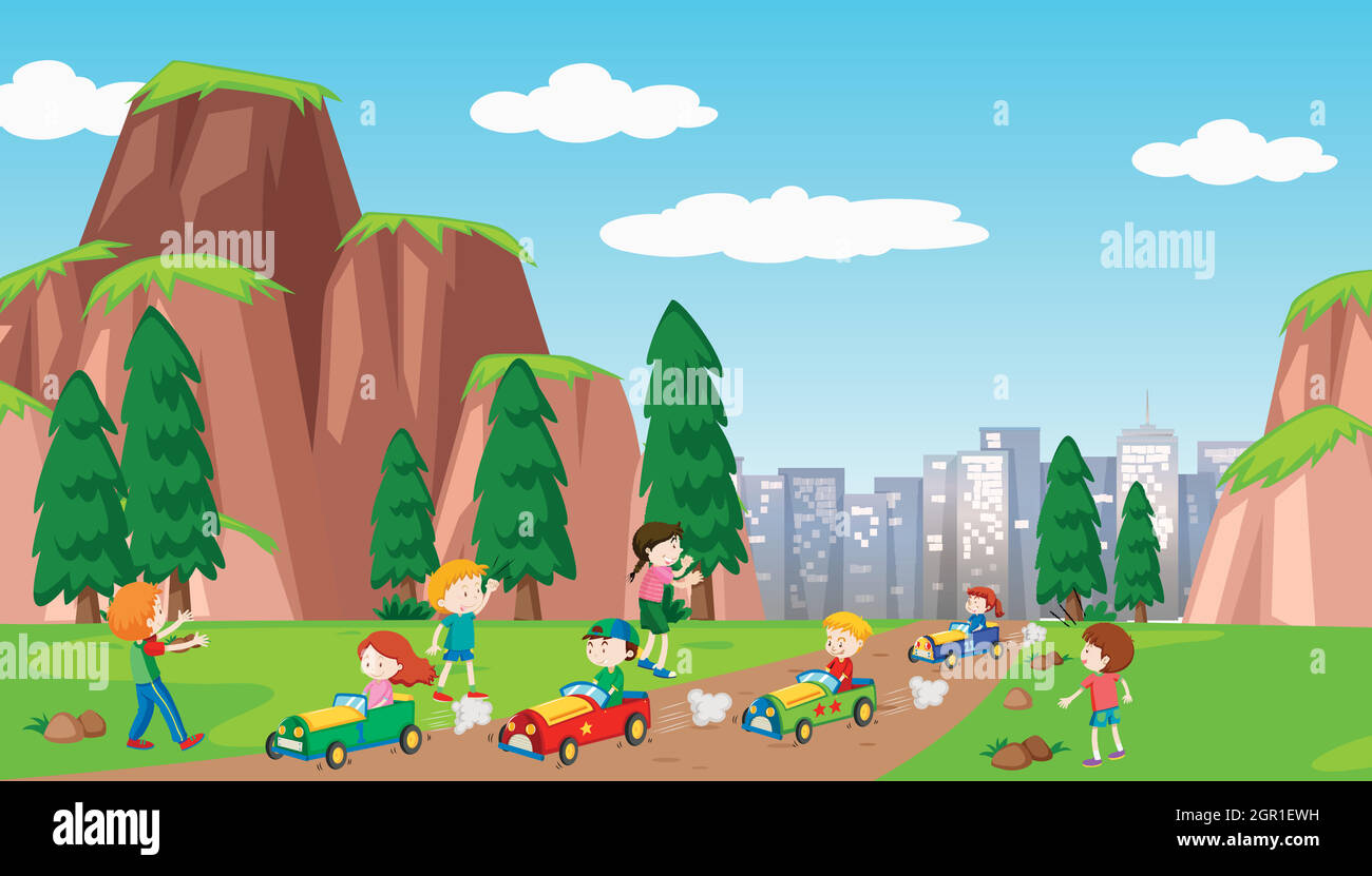 School Kids Racing a Car Stock Vector Image & Art - Alamy