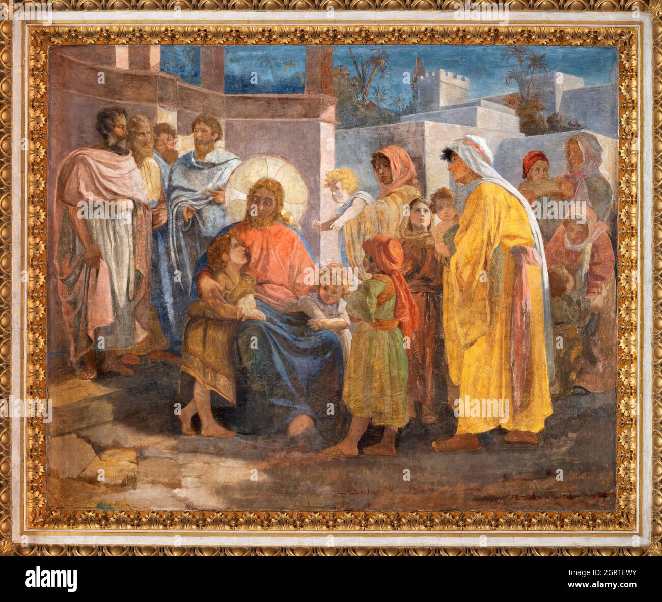 ROME, ITALY - AUGUST 31, 2021: The ceiling fresco Jesus among the ...