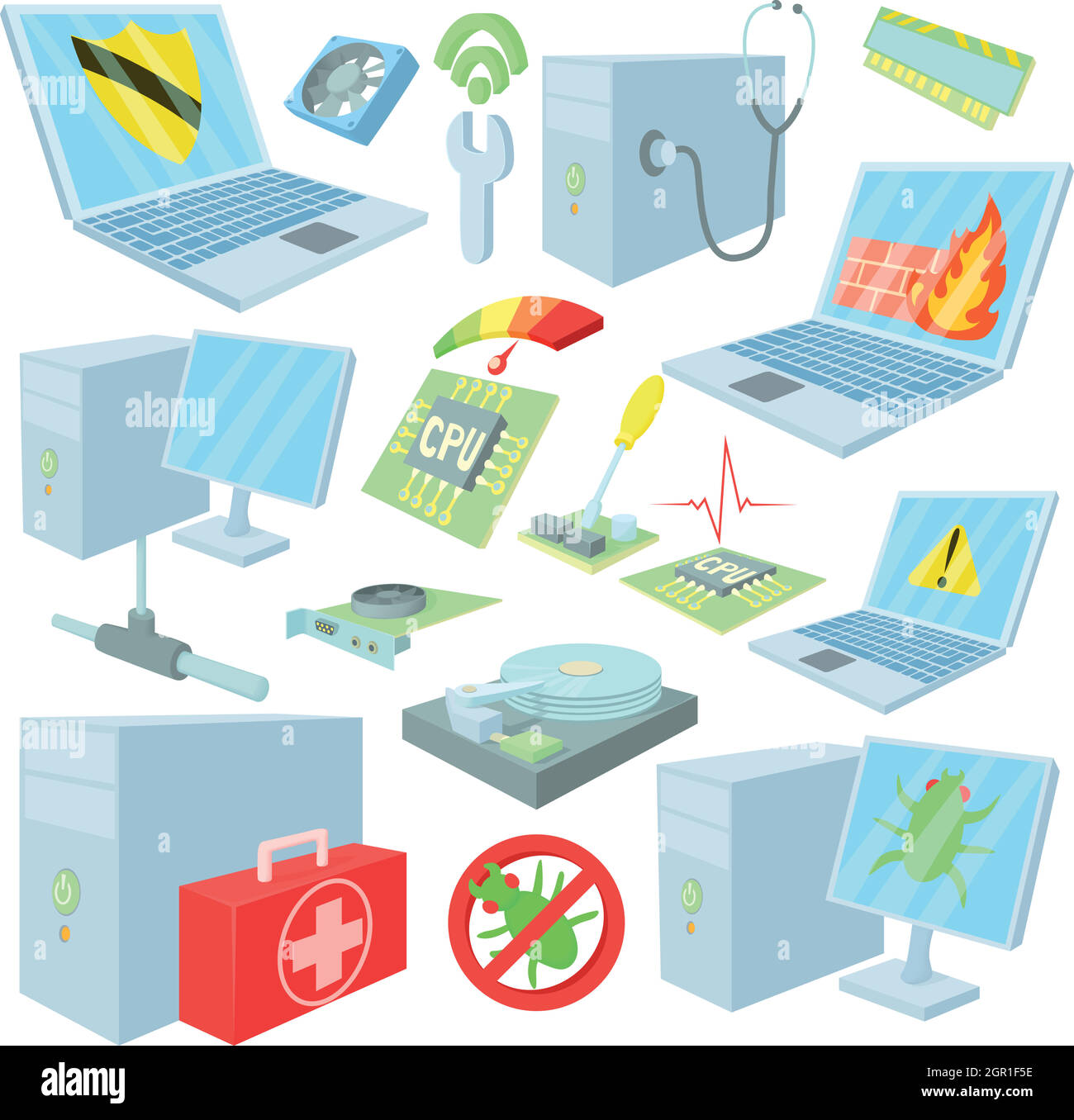 Computer repair icons set, cartoon style Stock Vector Image & Art - Alamy