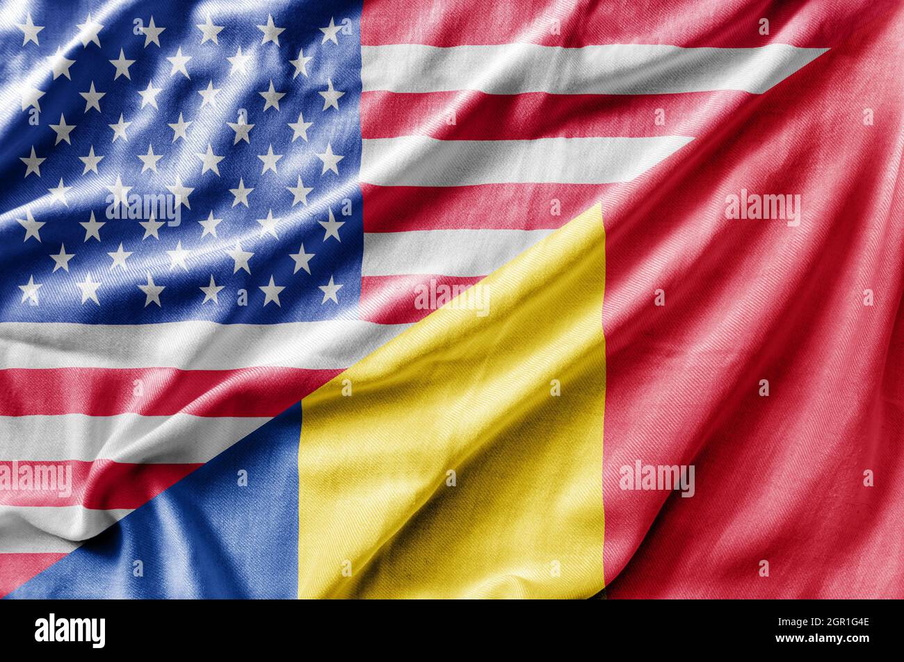 Mixed USA and Romania flag, three dimensional render Stock Photo - Alamy