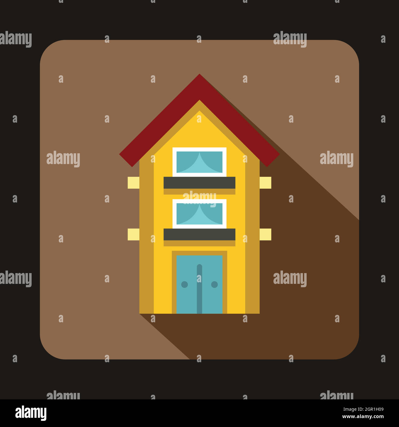 Yellow two storey house icon, flat style Stock Vector Image & Art - Alamy