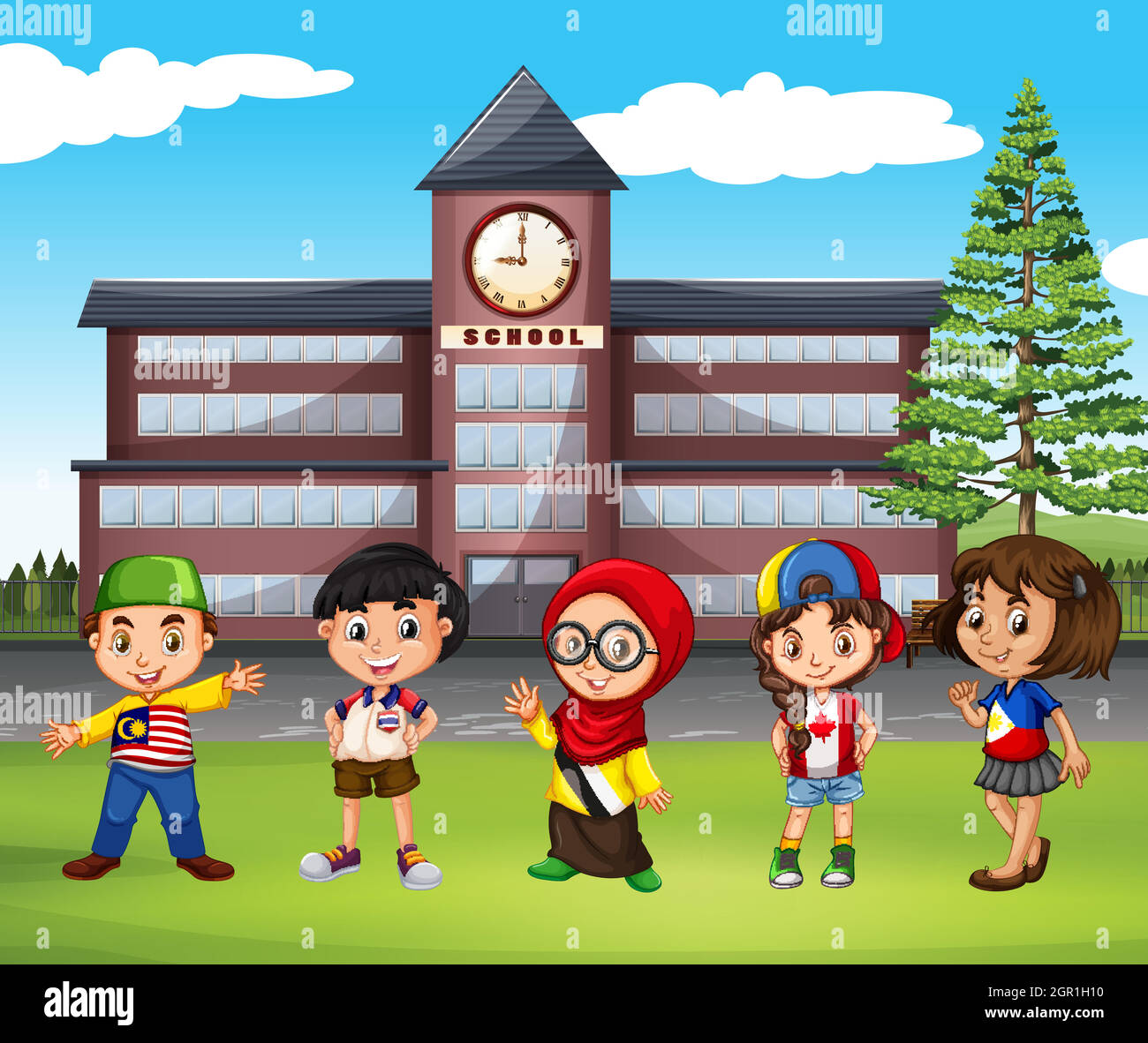 Many children at school Stock Vector Image & Art - Alamy