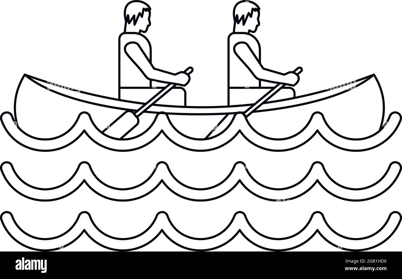 Canoe kayak with two persons icon, simple style Stock Vector Image ...