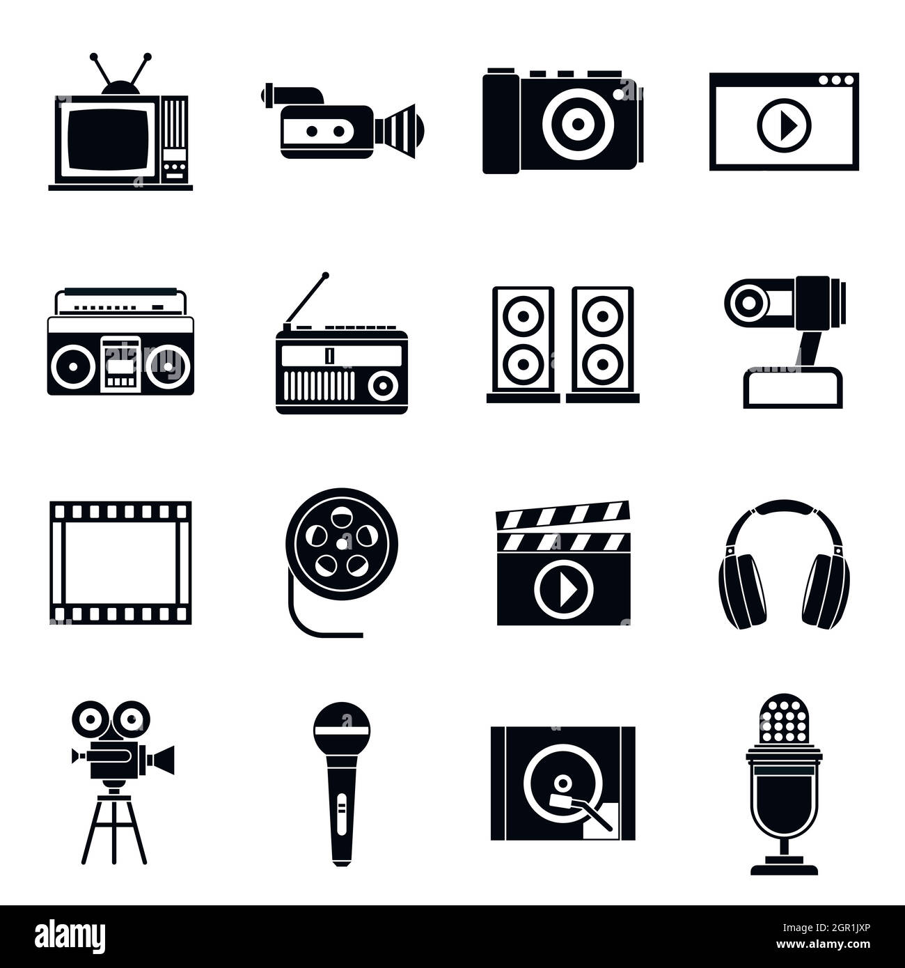 Audio and video icons set, simple style Stock Vector Image & Art - Alamy