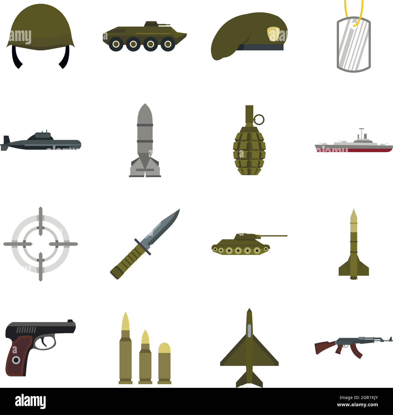 Military icons set, flat style Stock Vector Image & Art - Alamy
