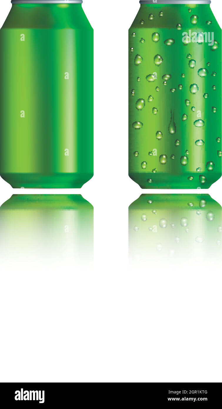 Green aluminum cans with drops, realistic style Stock Vector Image ...