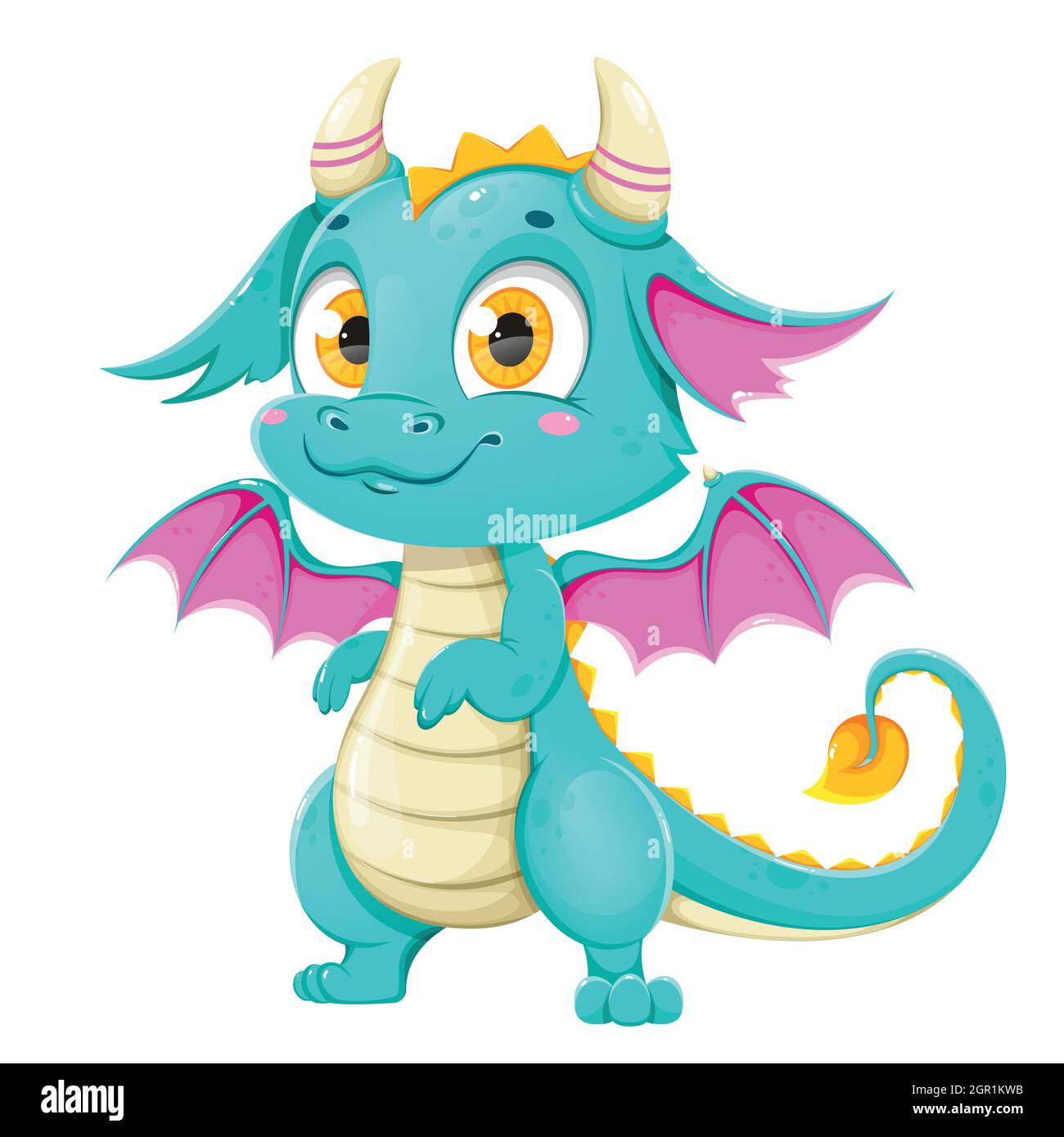 Funny fairy dragon, cute magic lizard with wings, fantasy animal. Stock ...