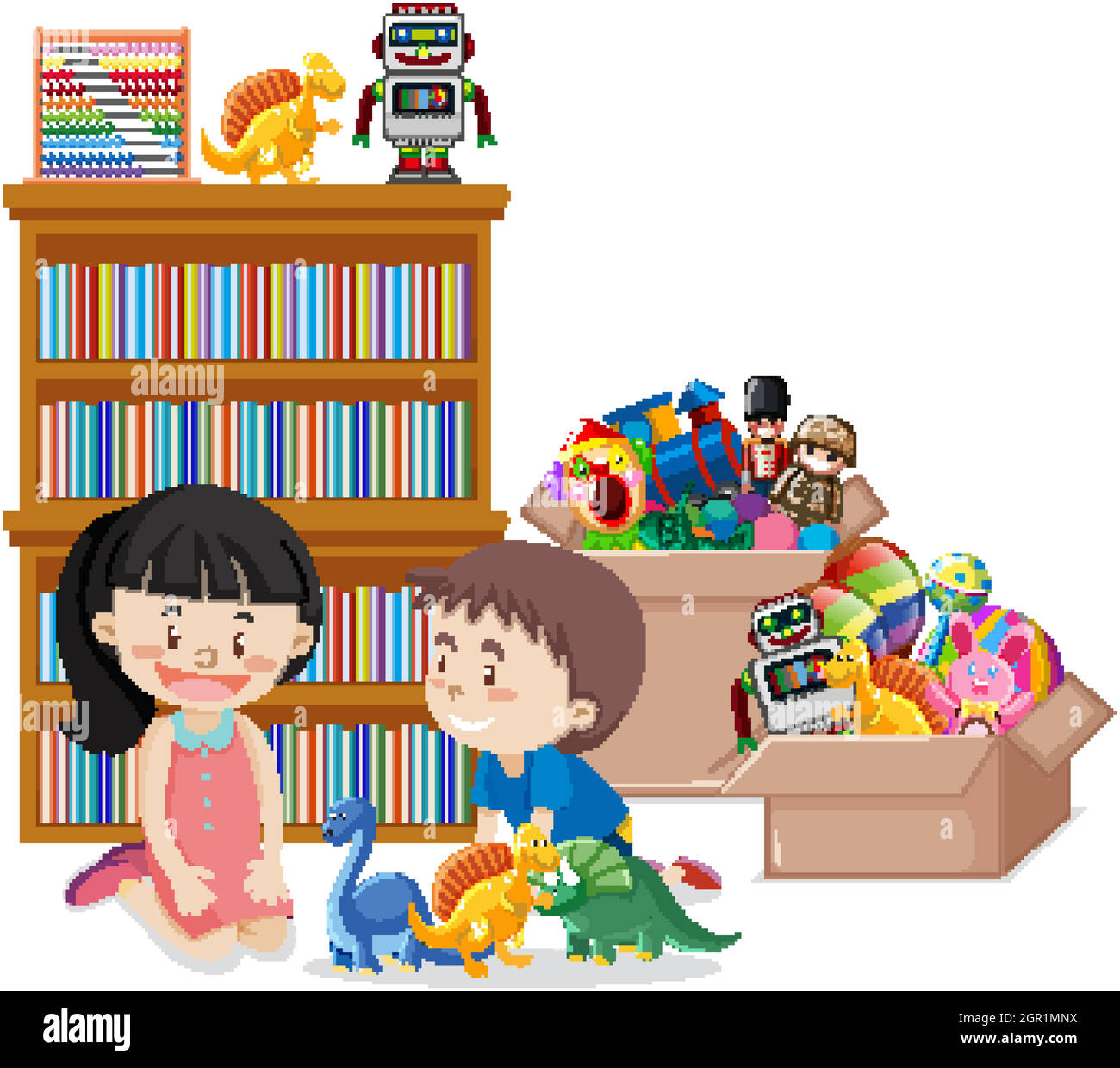 Animated Kid Playing With Blocks