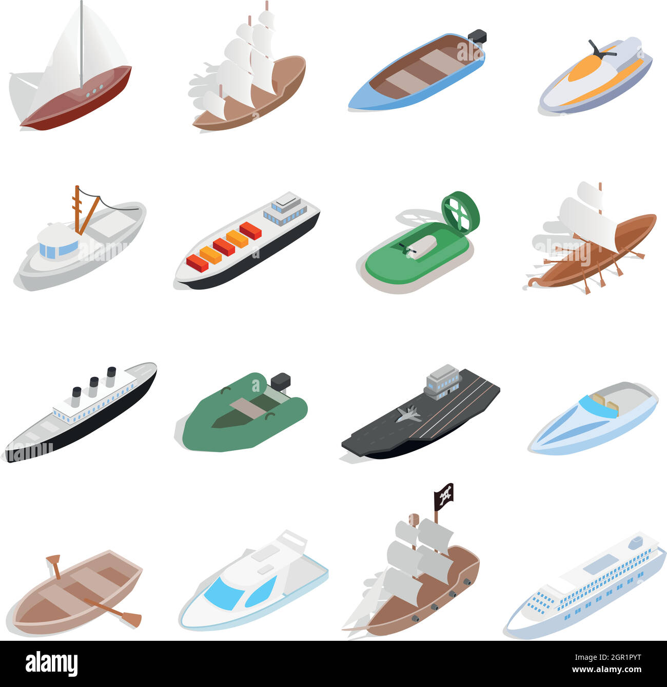 Ship and boat icons set, isometric 3d style Stock Vector Image & Art ...