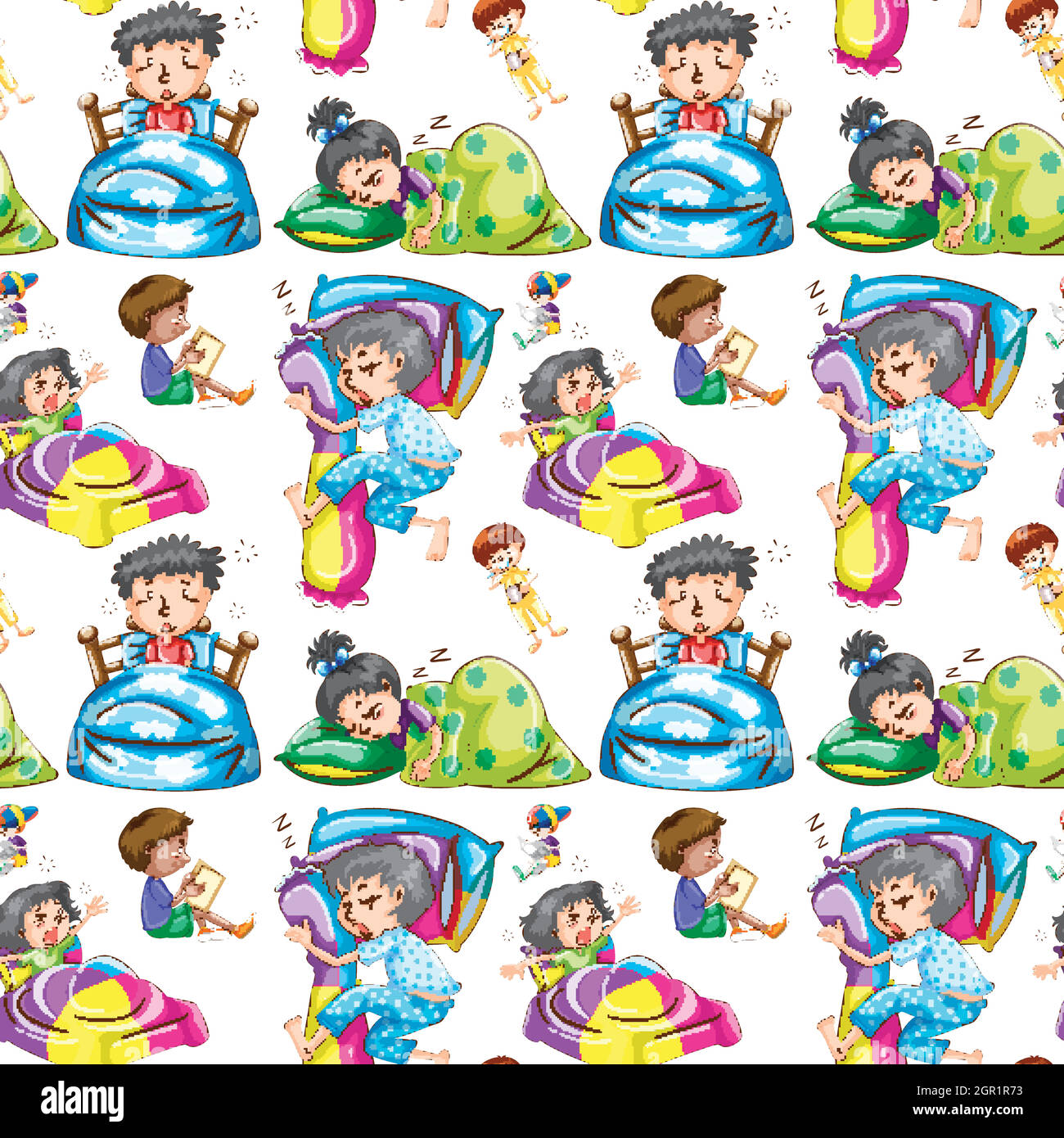 Boy girl sleeping in bed Stock Vector Images - Alamy