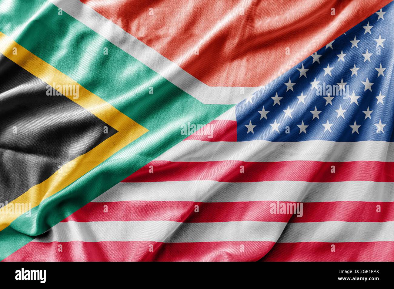 Mixed USA and South Africa flag, three dimensional render Stock Photo ...