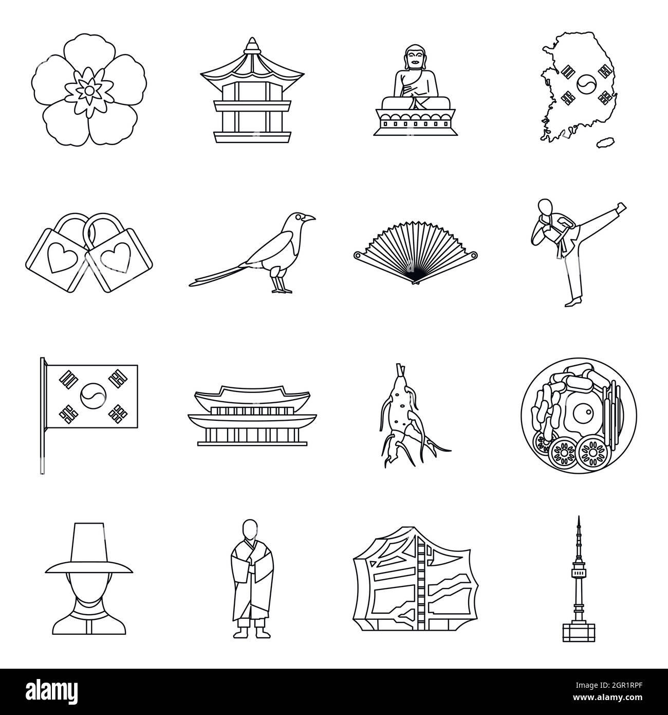 South Korea icons set, outline style Stock Vector Image & Art - Alamy