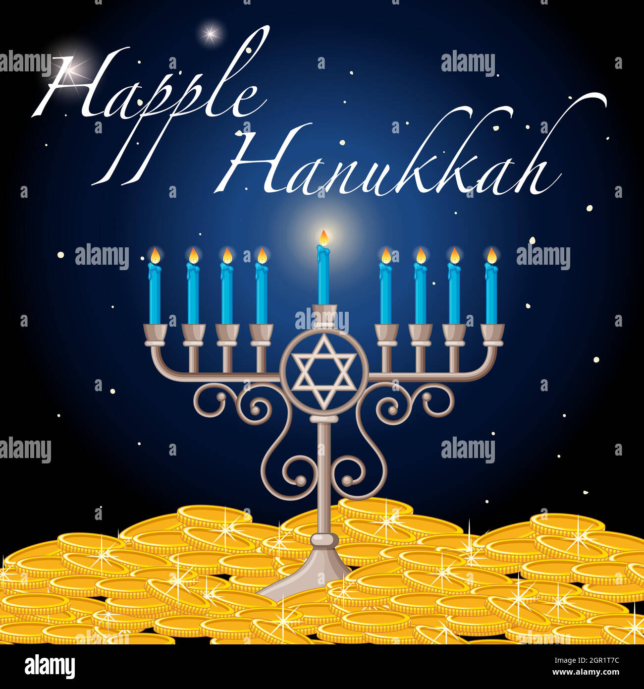 Happy Hanukkah card template with light and gold Stock Vector Image ...