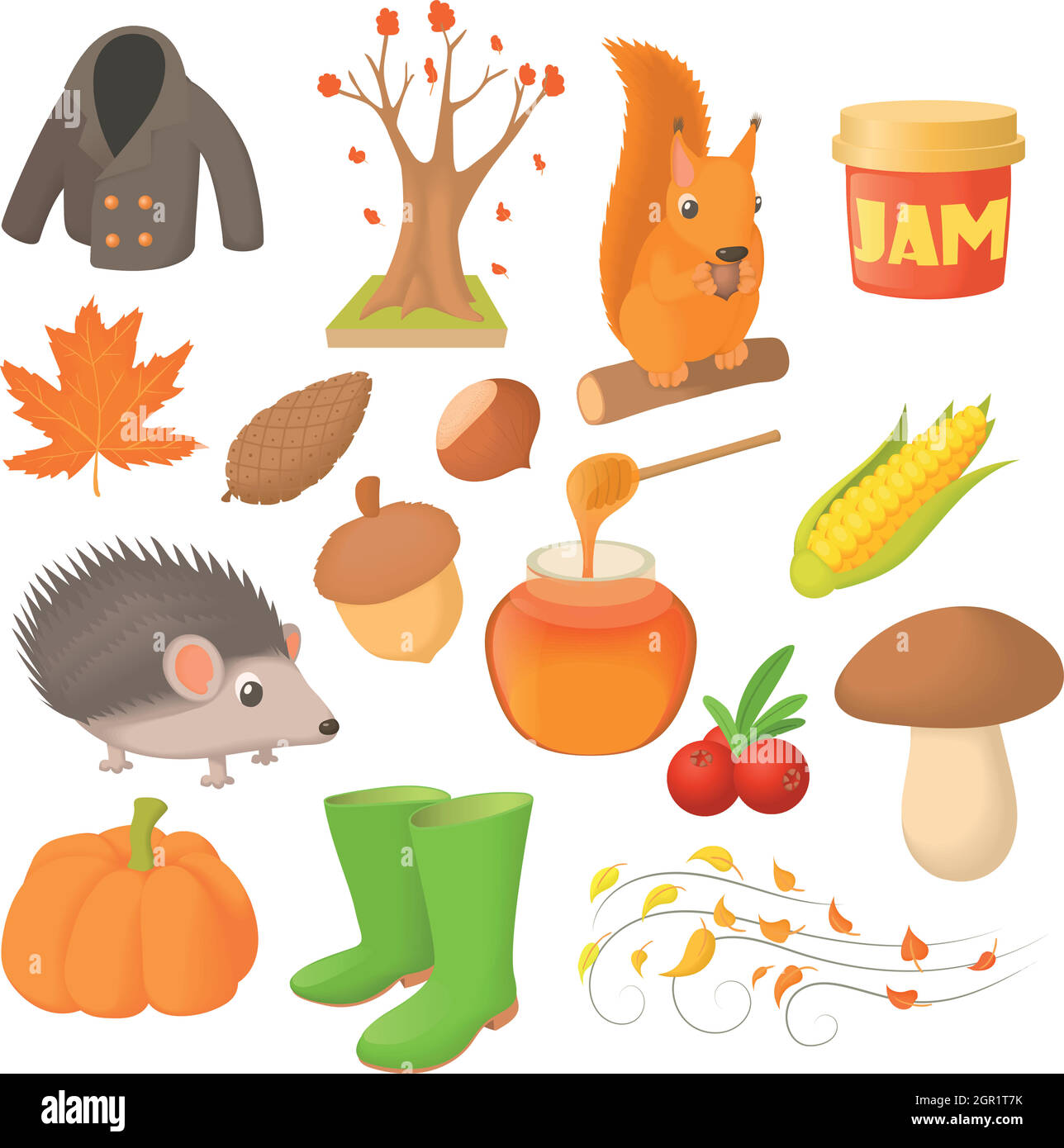 Cartoon red autumn leaf Cut Out Stock Images & Pictures - Alamy