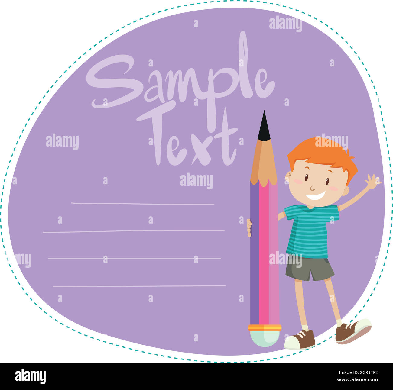 Border design with boy and pencil Stock Vector Image & Art - Alamy