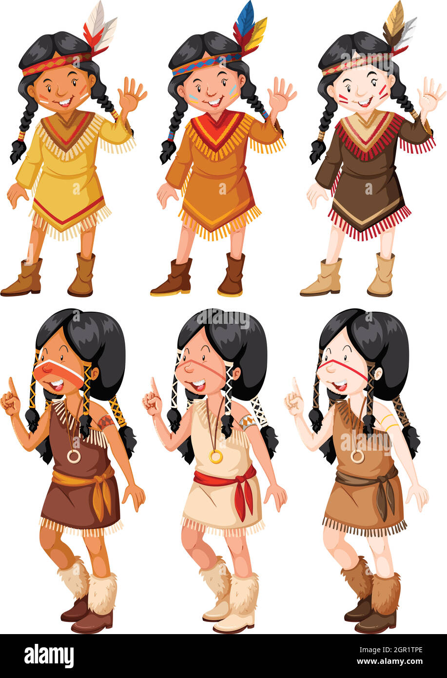 Native American Indian girls waving Stock Vector Image & Art - Alamy