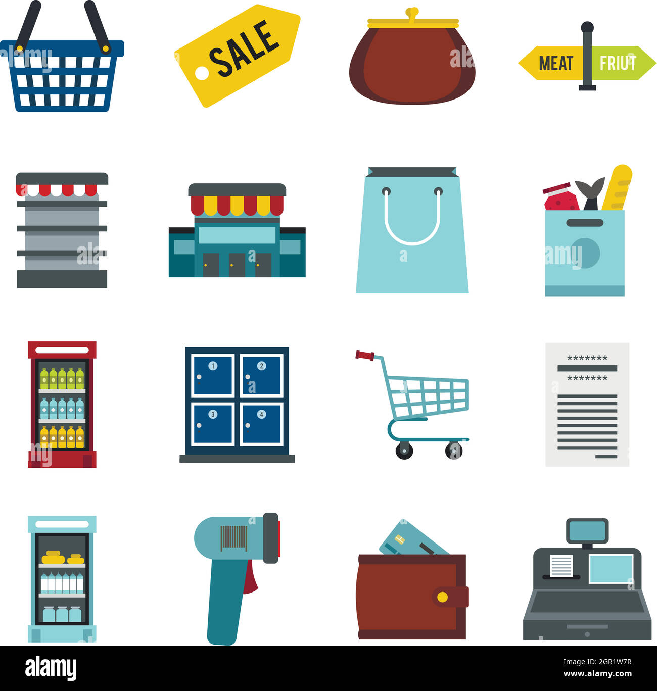 Supermarket icons set, flat ctyle Stock Vector Image & Art - Alamy