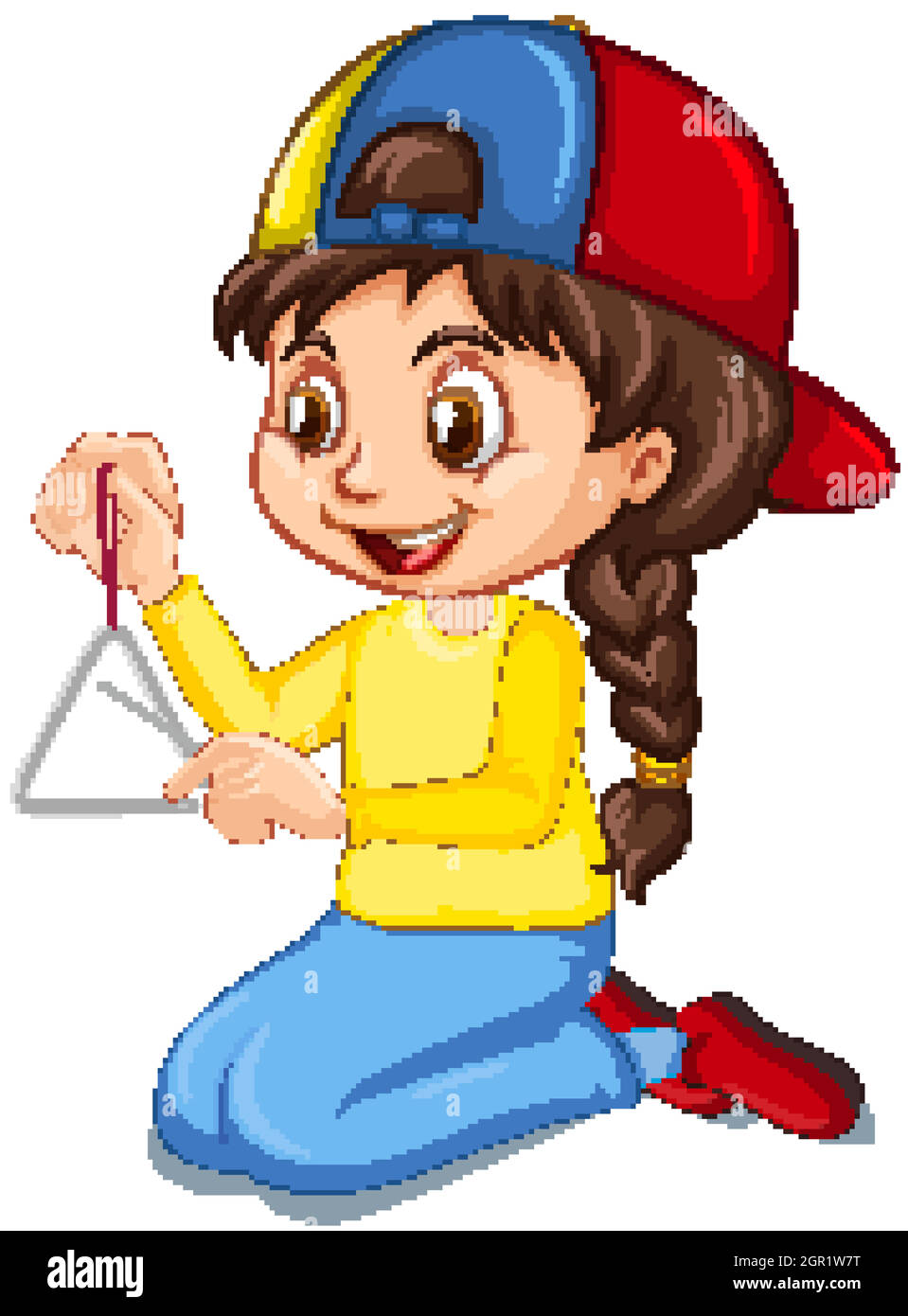 Girl playing triangle on isolated background Stock Vector Image & Art ...