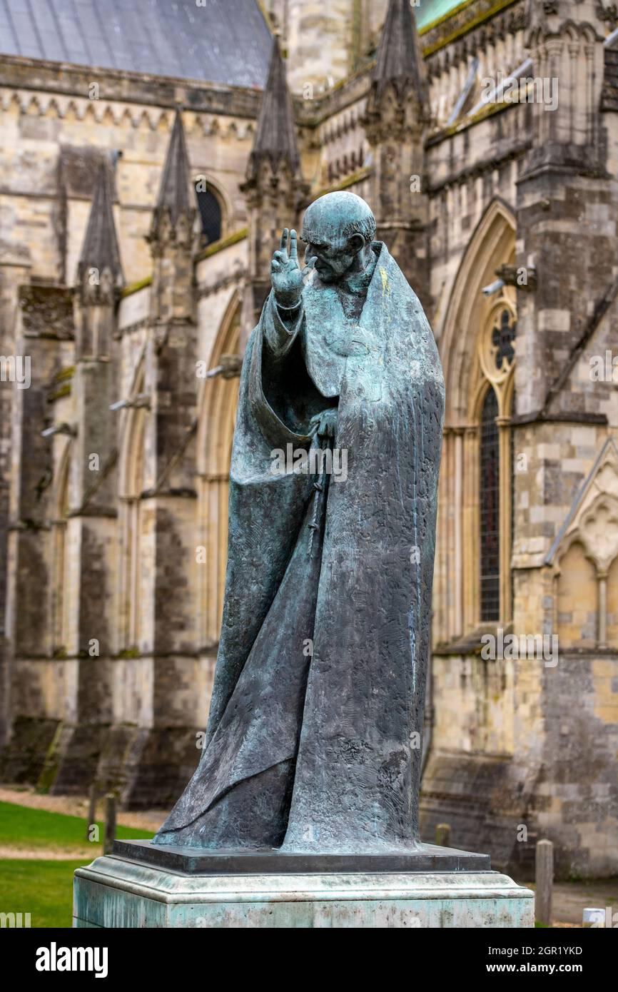 statue of saint st richard outside of the west end of chichester ...