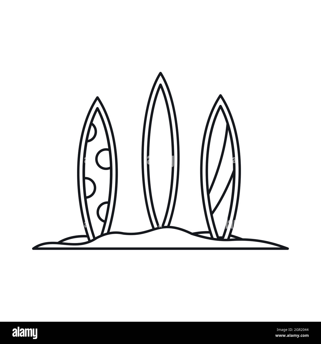 Surfboards on the beach icon, outline style Stock Vector Image & Art ...