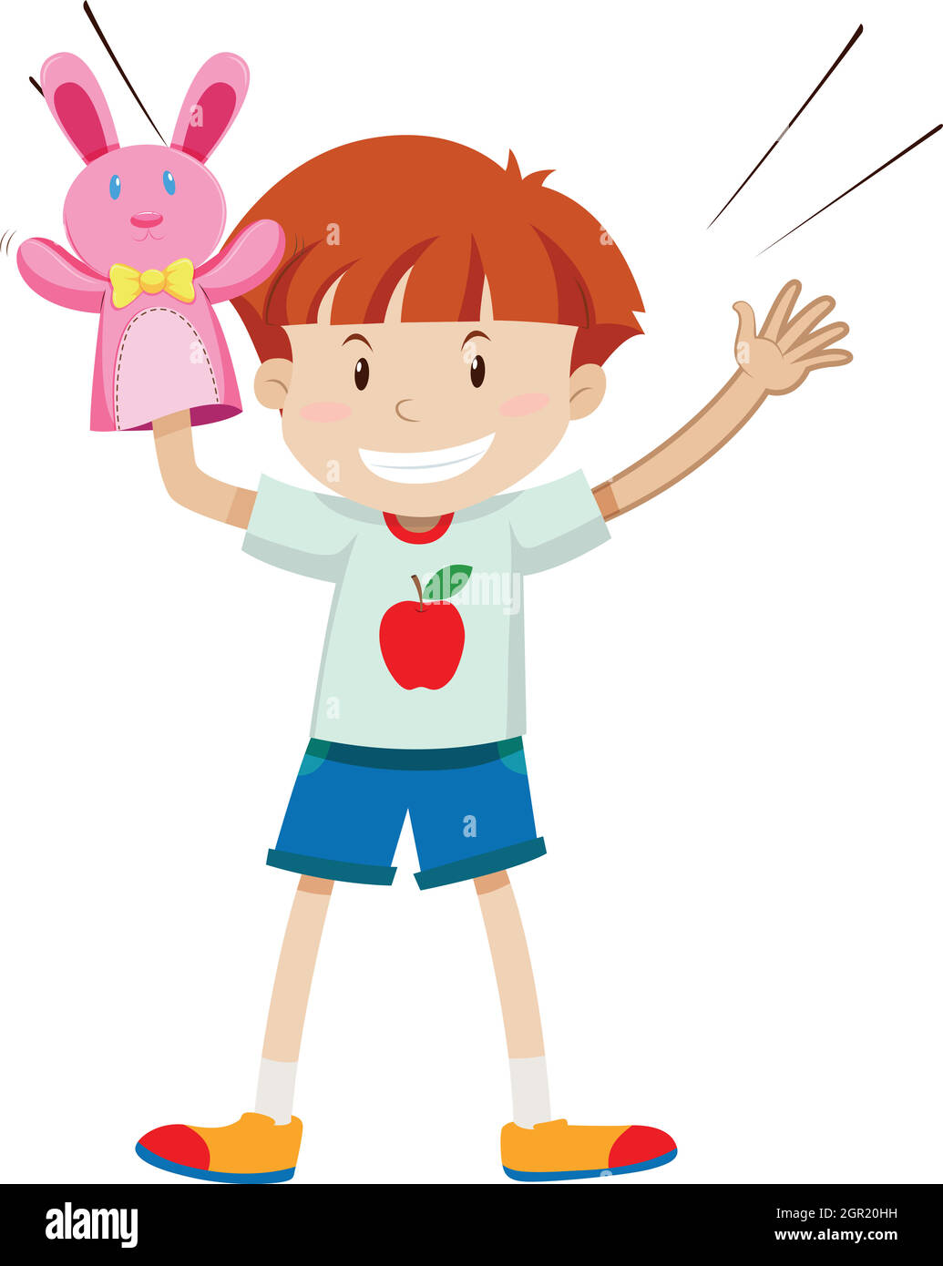Little boy playing rabbit puppet Stock Vector Image & Art - Alamy