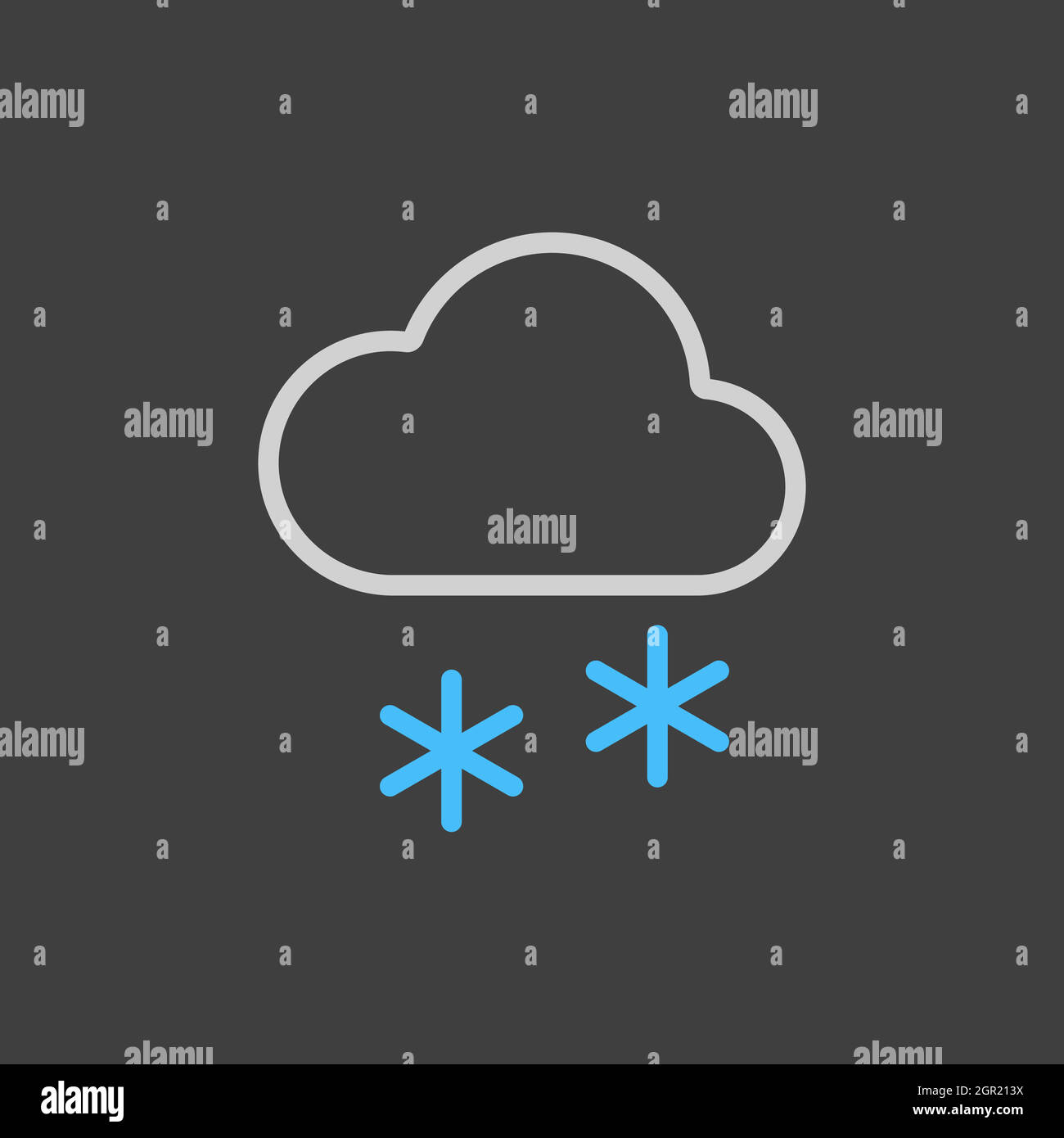 Cloud with snow vector icon on dark background. Weather sign Stock ...