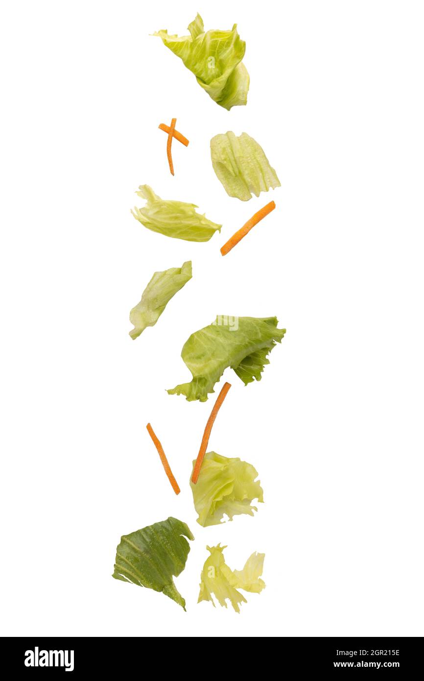 Vertical shot of falling vegetables isolated on white background Stock ...