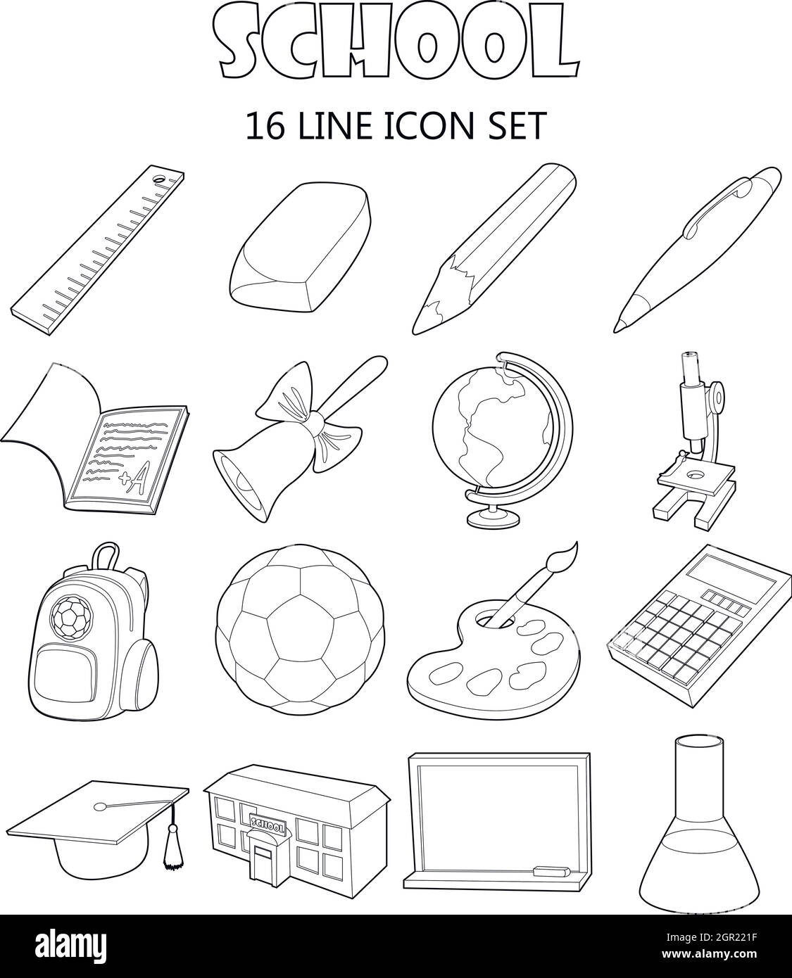 School icons set, outline style Stock Vector Image & Art - Alamy