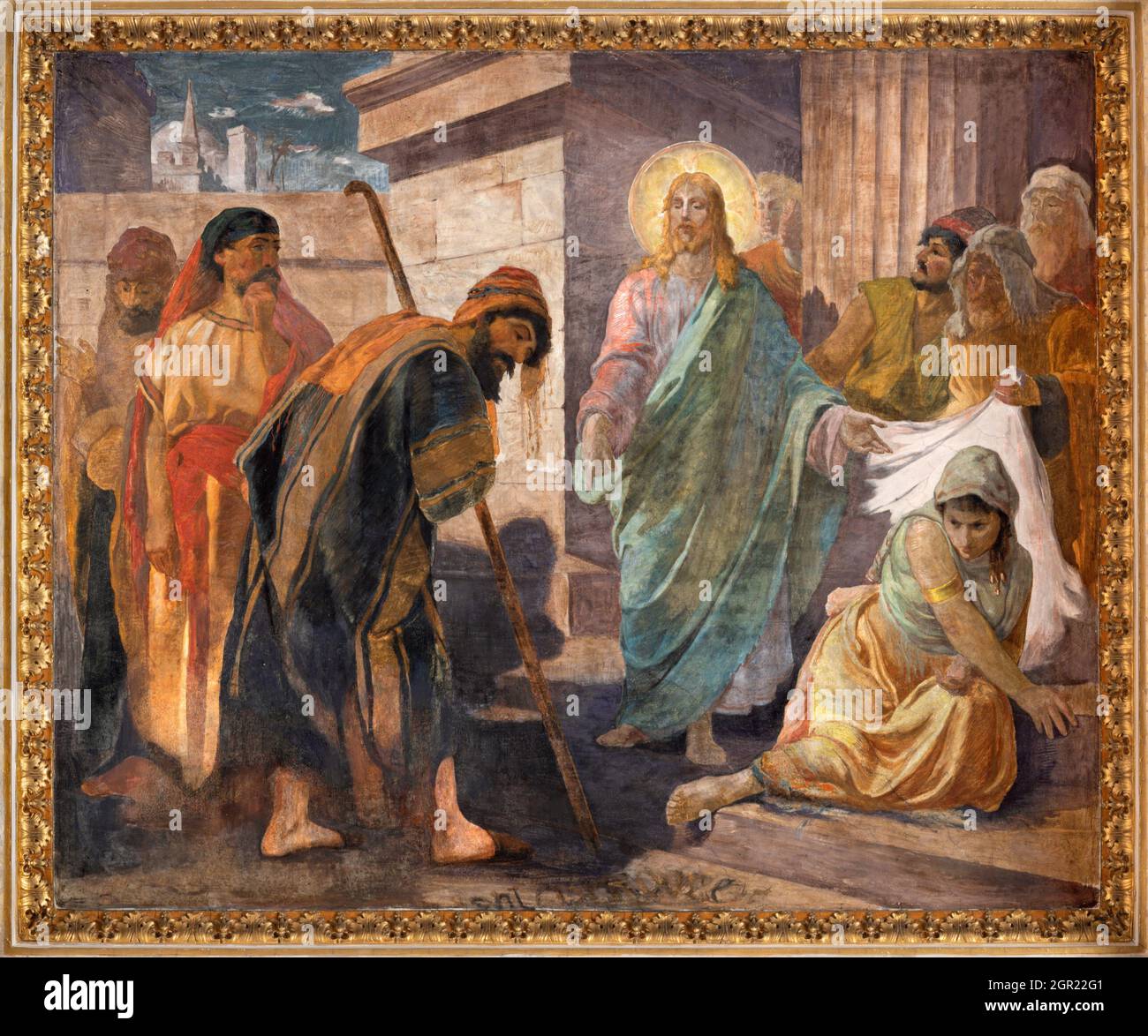 ROME, ITALY - AUGUST 31, 2021: The ceiling fresco Jesus and sinfull ...