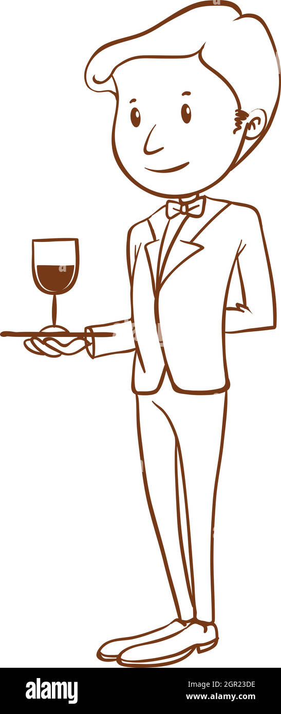 A plain sketch of a waiter Stock Vector Image & Art - Alamy