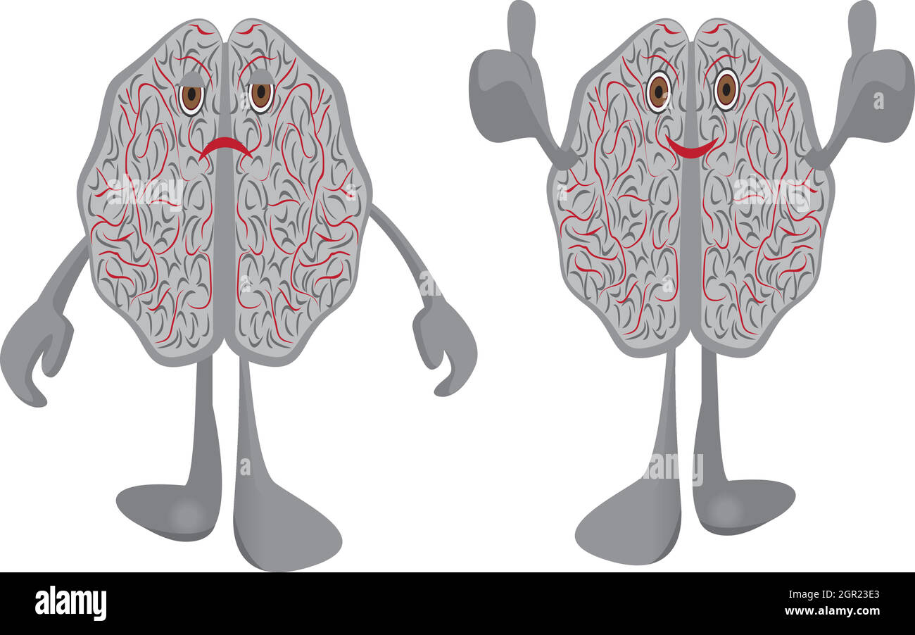 Cute cartoon character brain Cut Out Stock Images & Pictures - Alamy