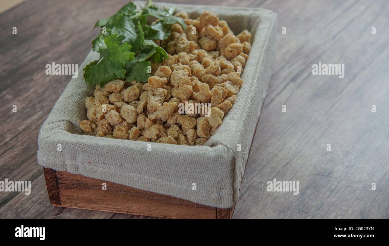 Dried soy meat also known as textured soybeans Stock Photo - Alamy