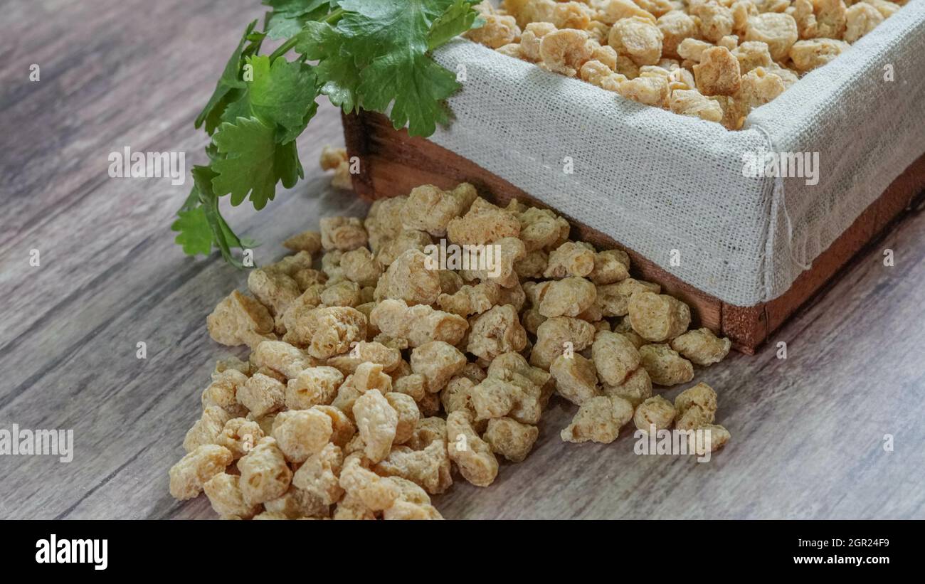 Dried soy meat also known as textured soybeans Stock Photo - Alamy