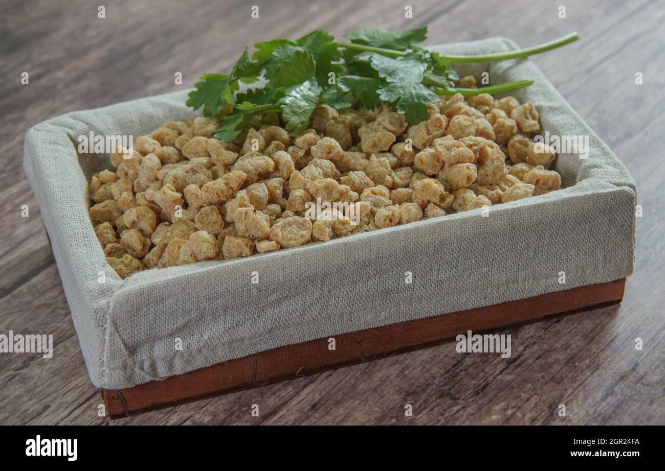 Dried soy meat also known as textured soybeans Stock Photo - Alamy