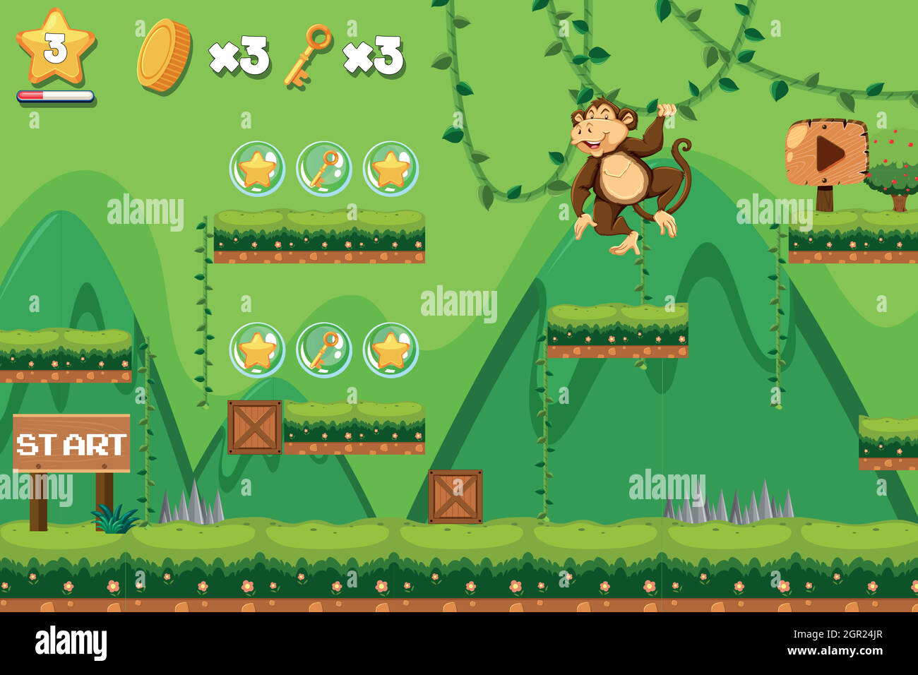 A monkey jumping game template Stock Vector Image & Art - Alamy