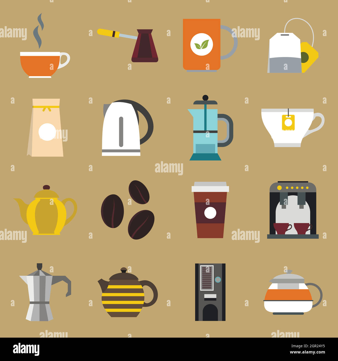 Set icons coffee drink hi-res stock photography and images - Alamy