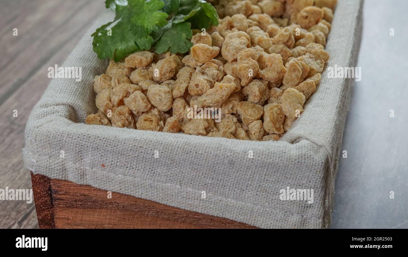 Dried soy meat also known as textured soybeans Stock Photo - Alamy