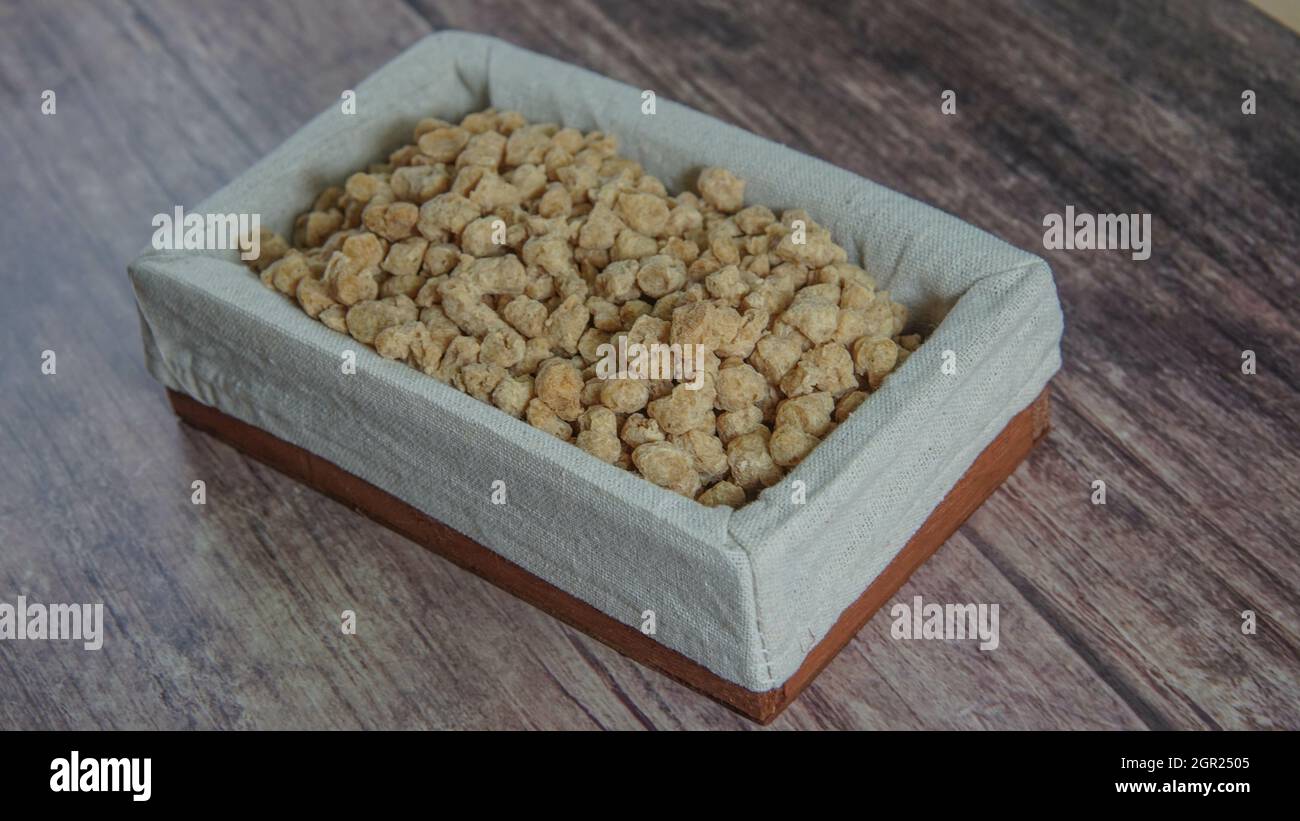 Dried soy meat also known as textured soybeans Stock Photo - Alamy