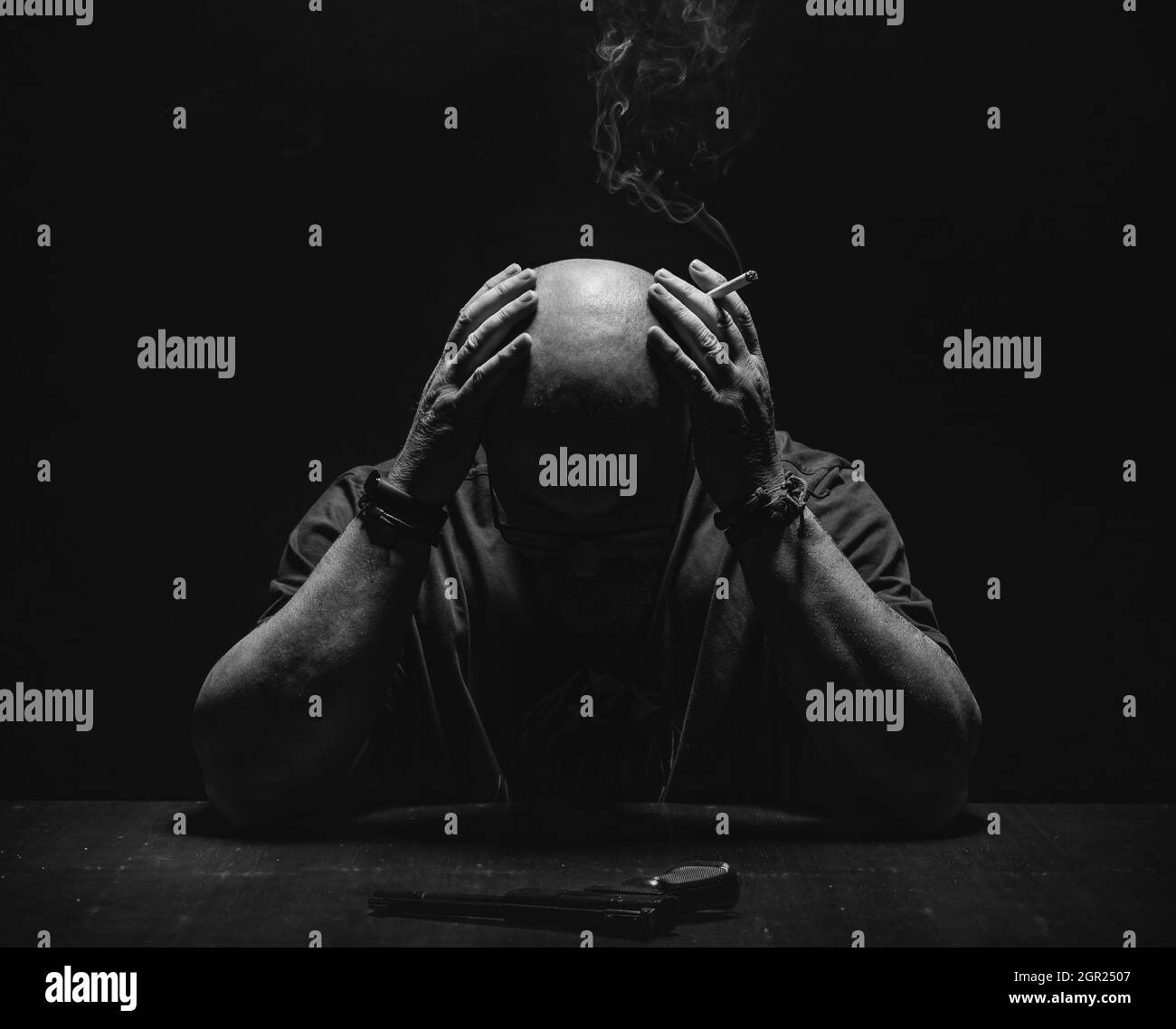 Man in the dark room Stock Photo - Alamy
