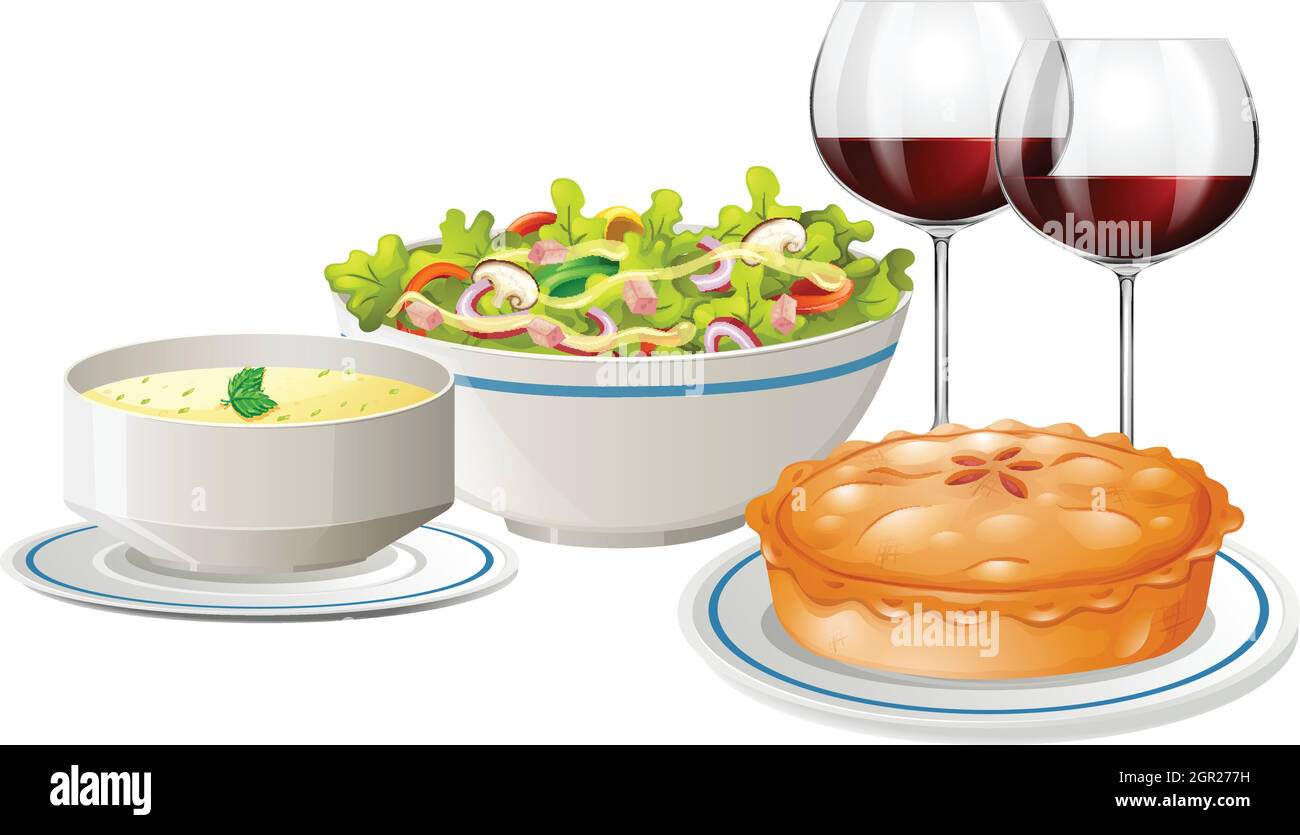 Set menu with food and wine Stock Vector Image & Art - Alamy