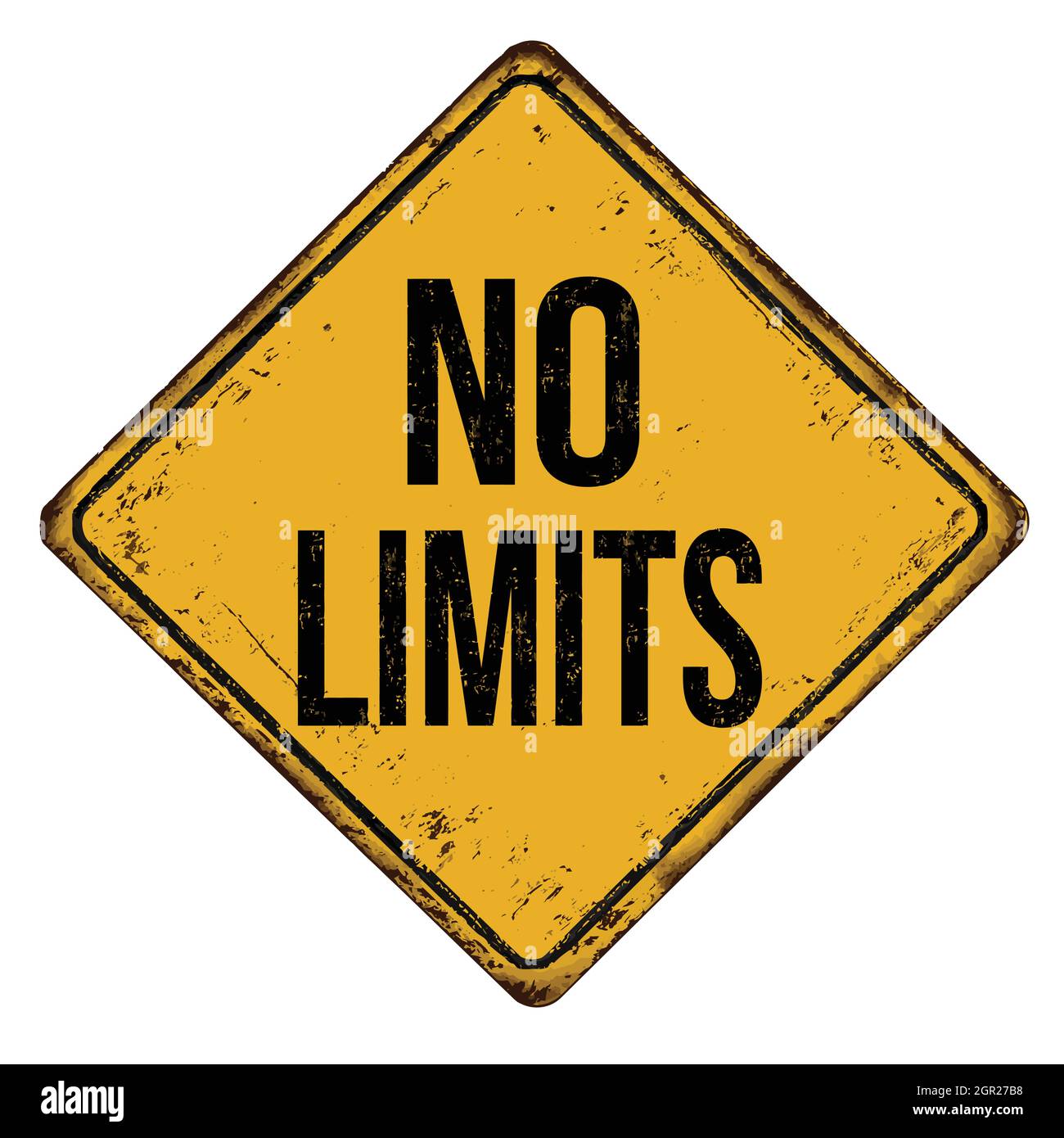 No limits vintage rusty metal sign on a white background, vector ...